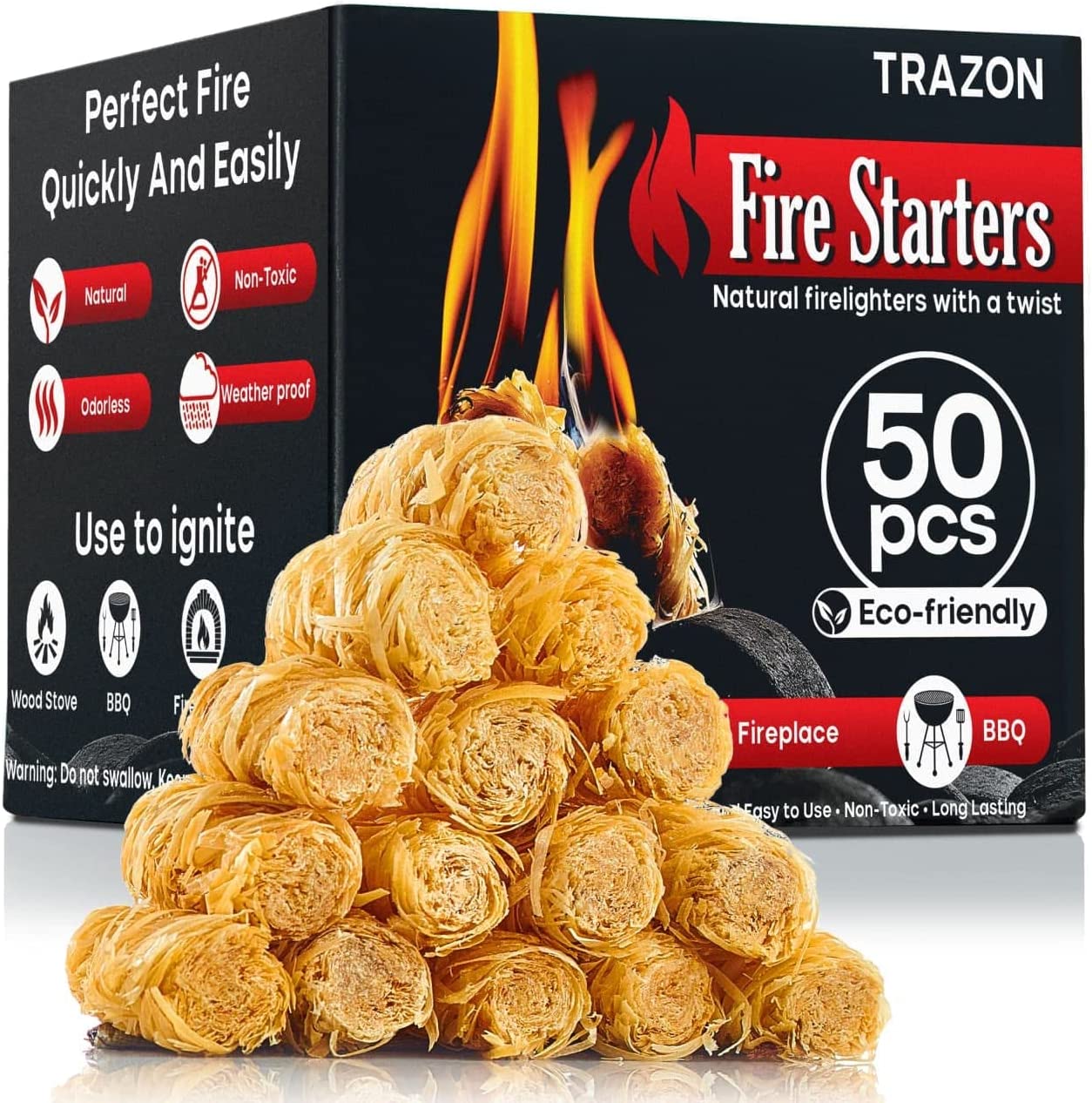 Fire Starters for Indoor Fireplace, Campfires, Wood Stove, Grill, Char ...