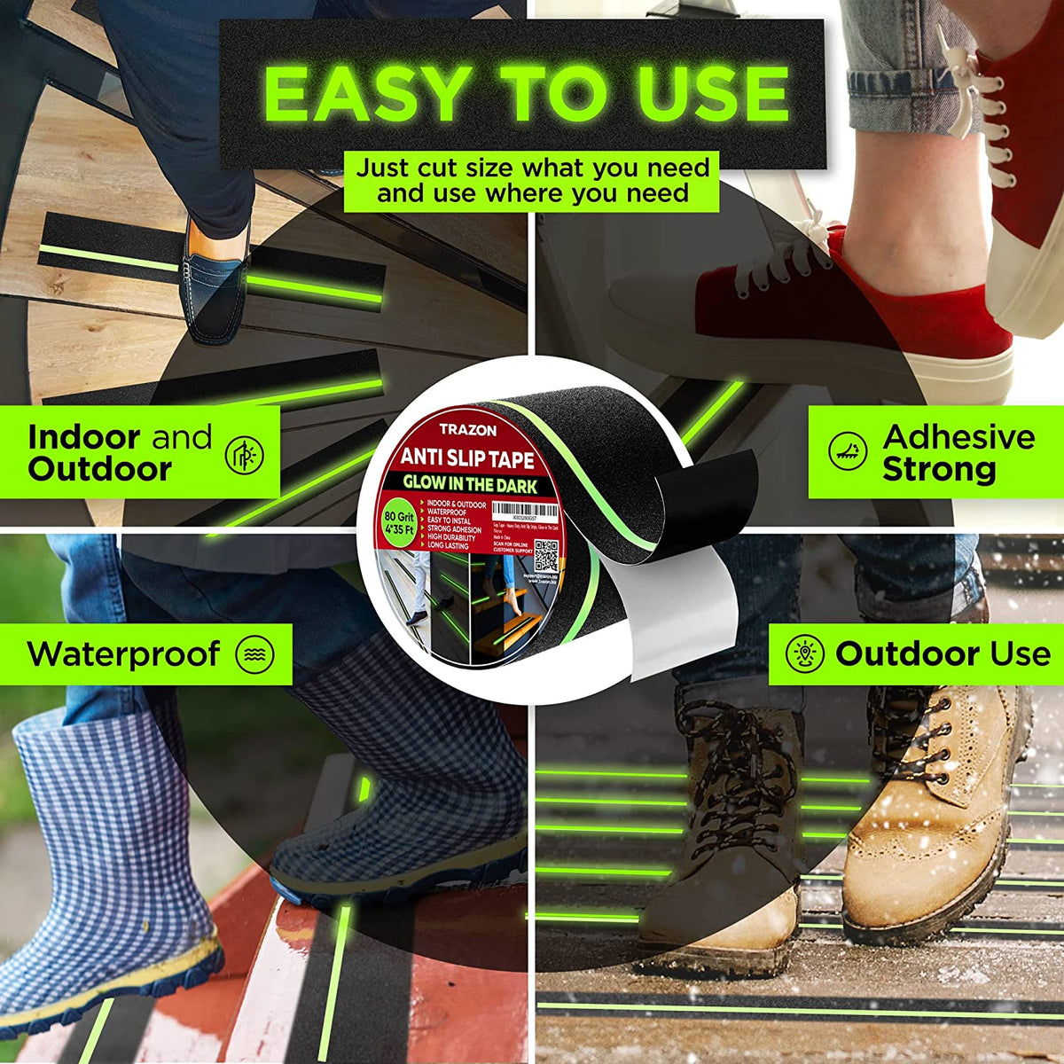 Grip Tape - Heavy Duty Anti Slip Tape for Stairs Outdoor/Indoor Waterp ...