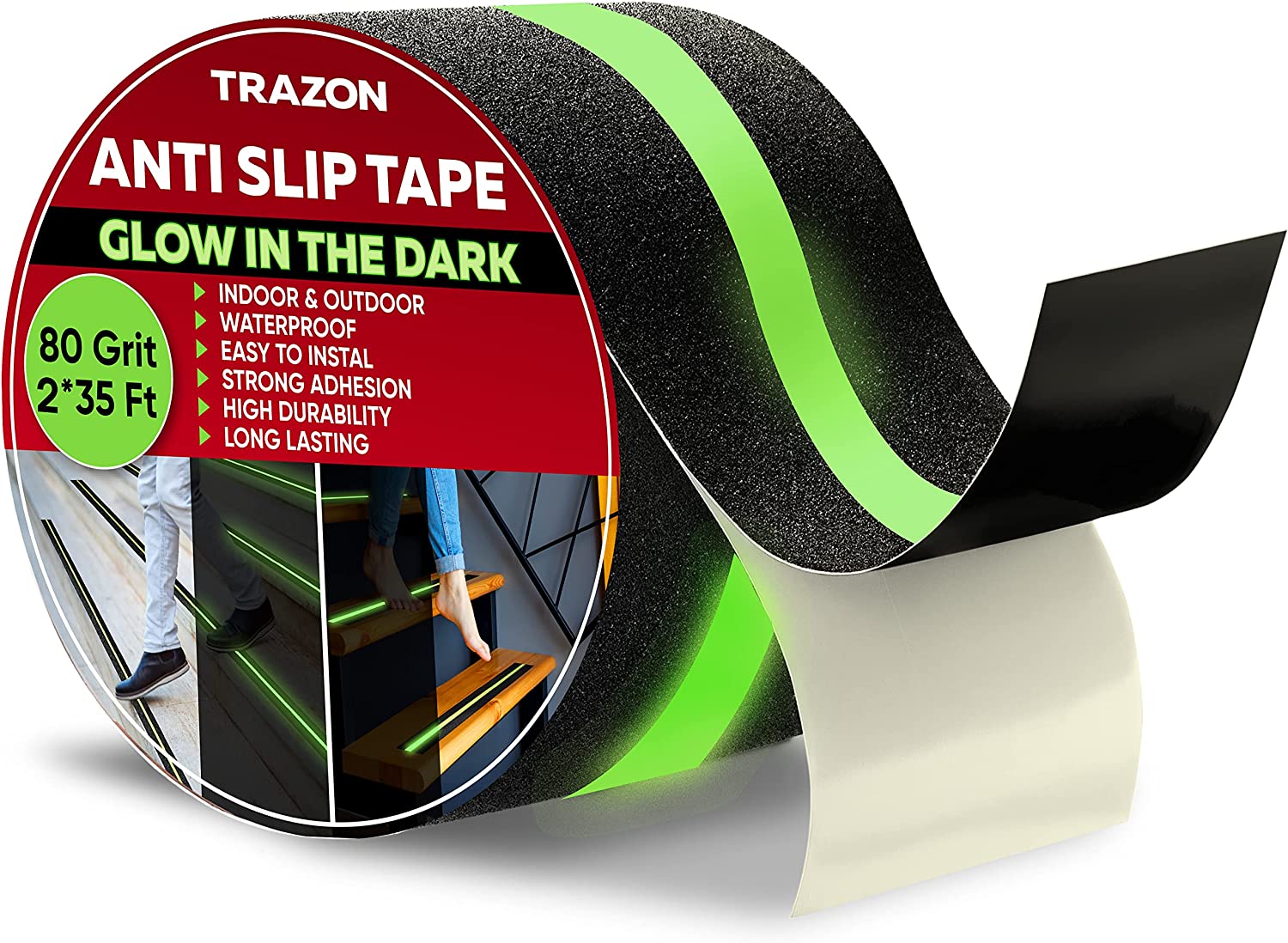 Grip Tape Glow in Dark Stripe - Heavy Duty Anti Slip Tape for Stairs O ...