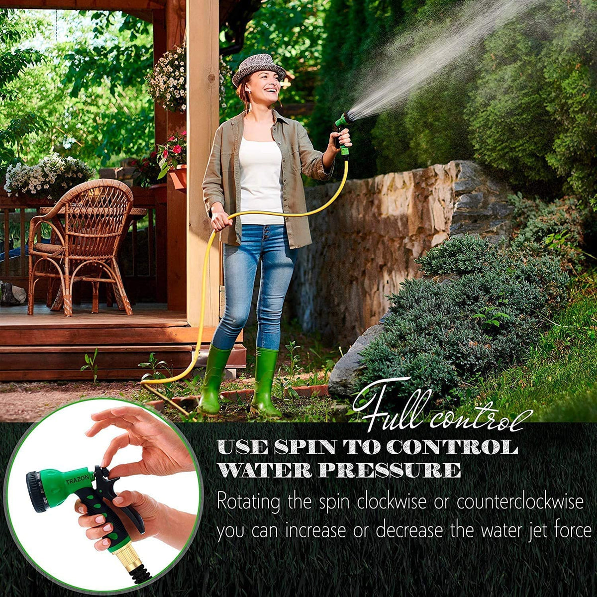 Garden Hose Nozzle Heavy Duty, High Pressure. Water Hose Nozzle Spraye ...